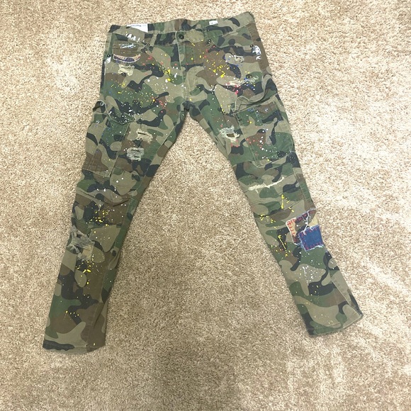 Jeans | Army Jeans With Splattered Paint | Poshmark